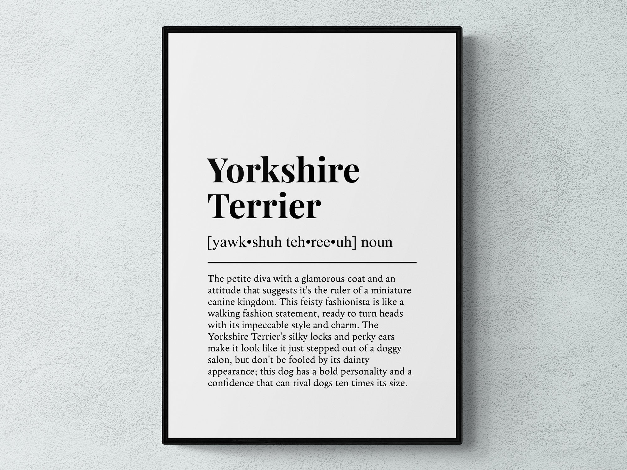 Yorkshire Terrier Definition Print, Funny Pet Wall Art, Dog Gift - Etsy UK