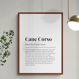 Cane Corso Funny Definition Dog Wall Art Print - Etsy UK