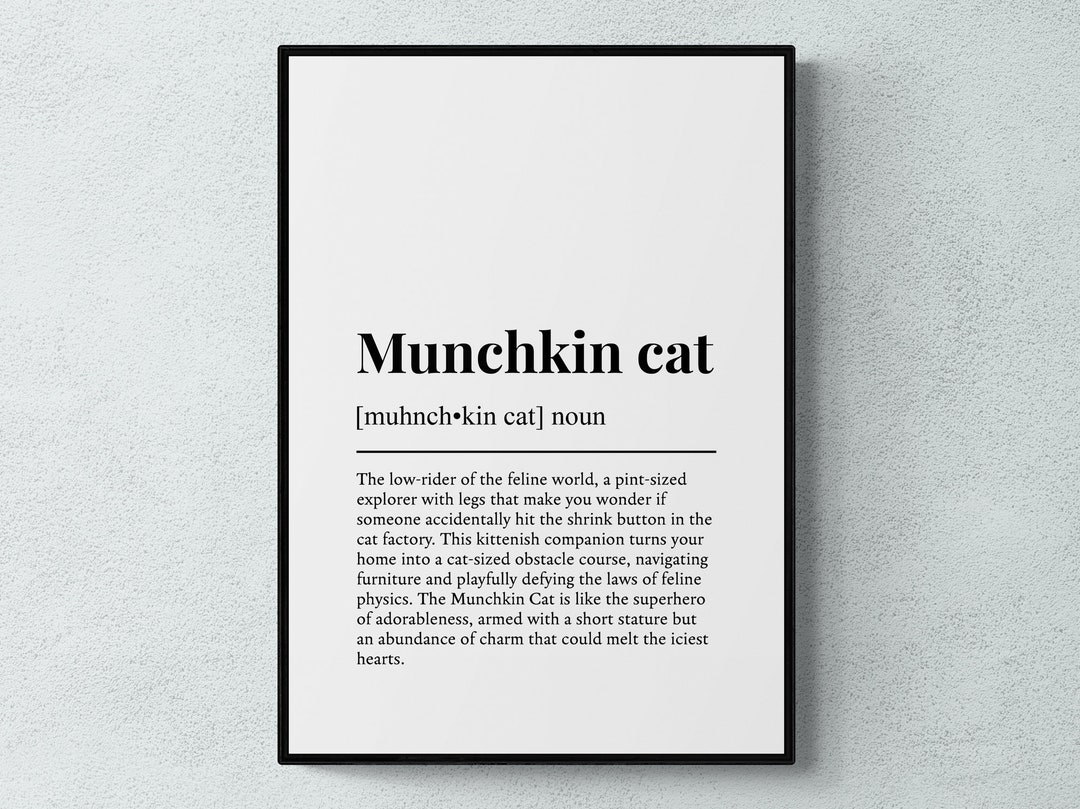 Munchkin Cat Funny Definition Wall Art Print | Printable Digital ...
