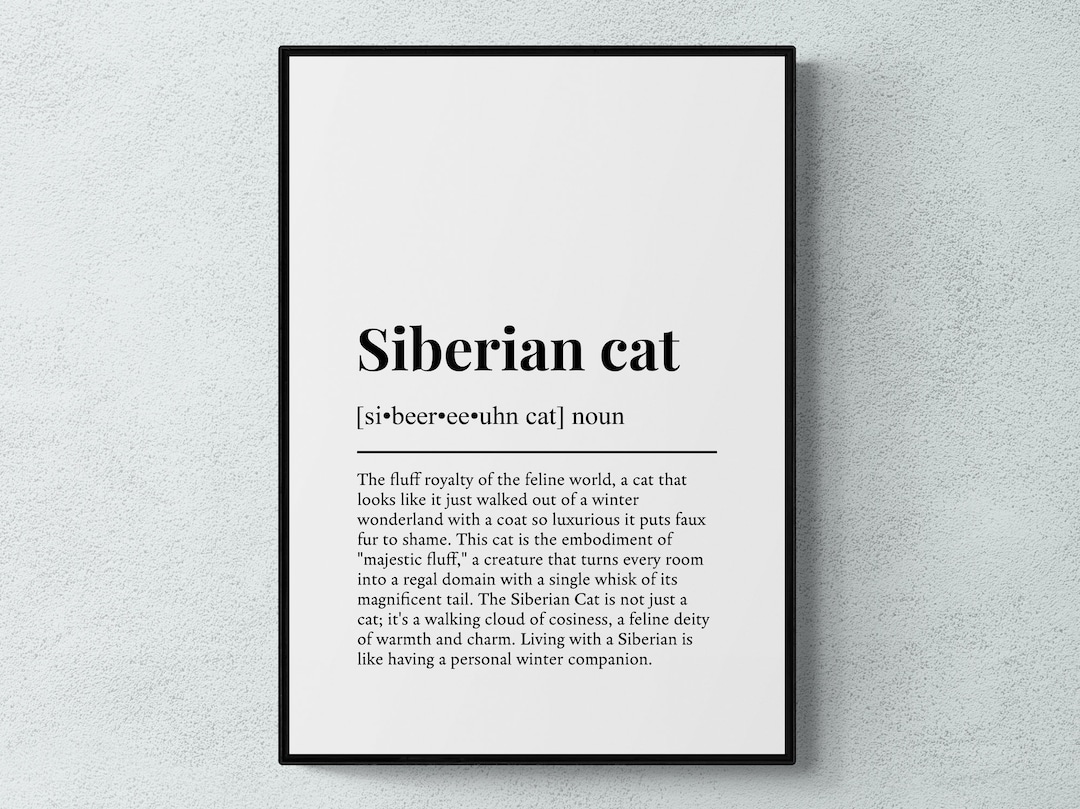 Siberian Cat Funny Definition Wall Art Print Printable Digital Download ...