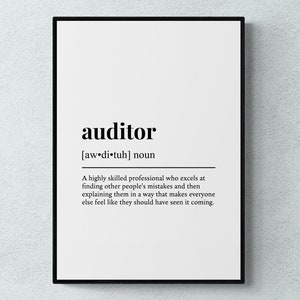 Auditor Definition Print, Funny Accounting Wall Art, Office Decor ...