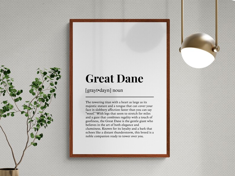Great Dane Funny Definition Dog Wall Art Print | Printable Digital ...