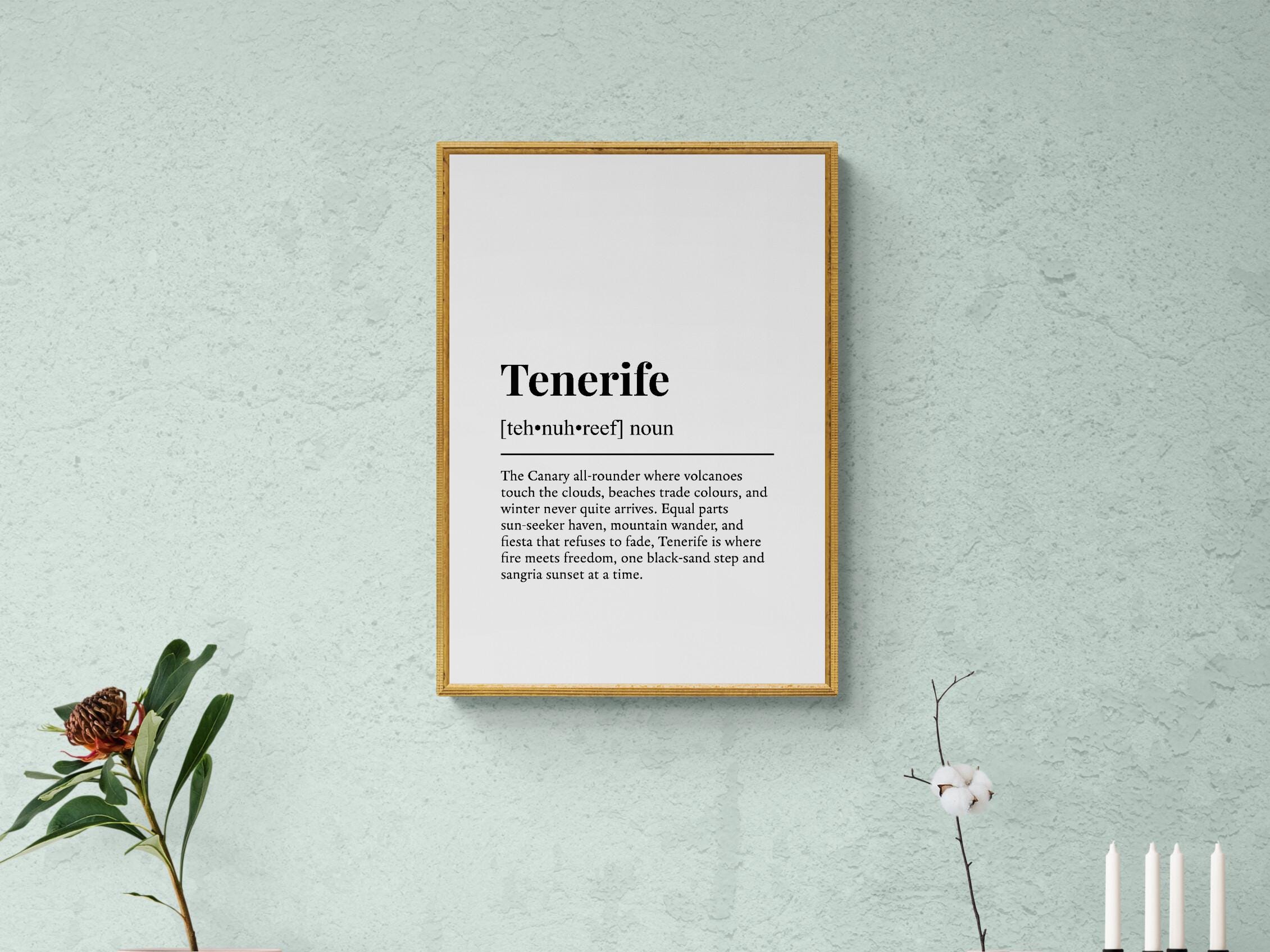 Tenerife Definition Print, Funny Spain Wall Art, Spanish Home Decor ...