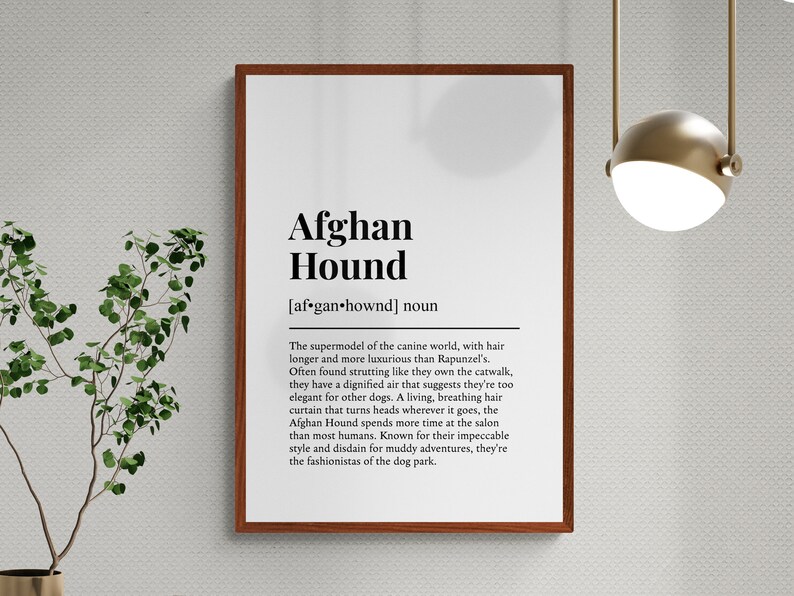 Afghan Hound Definition Print, Funny Pet Wall Art, Dog Gift | Printable ...