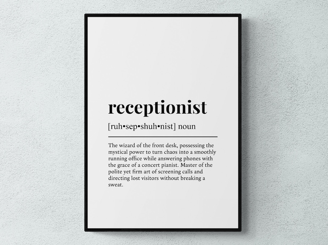 Receptionist Funny Definition Job Work Gift Wall Art Print | Printable ...