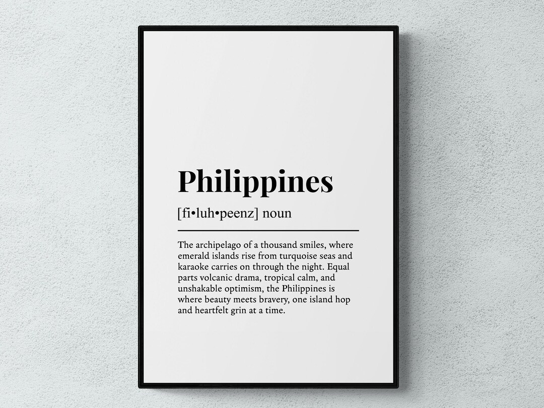 Philippines Definition Print, Funny Asia Wall Art, Asian Home Decor ...