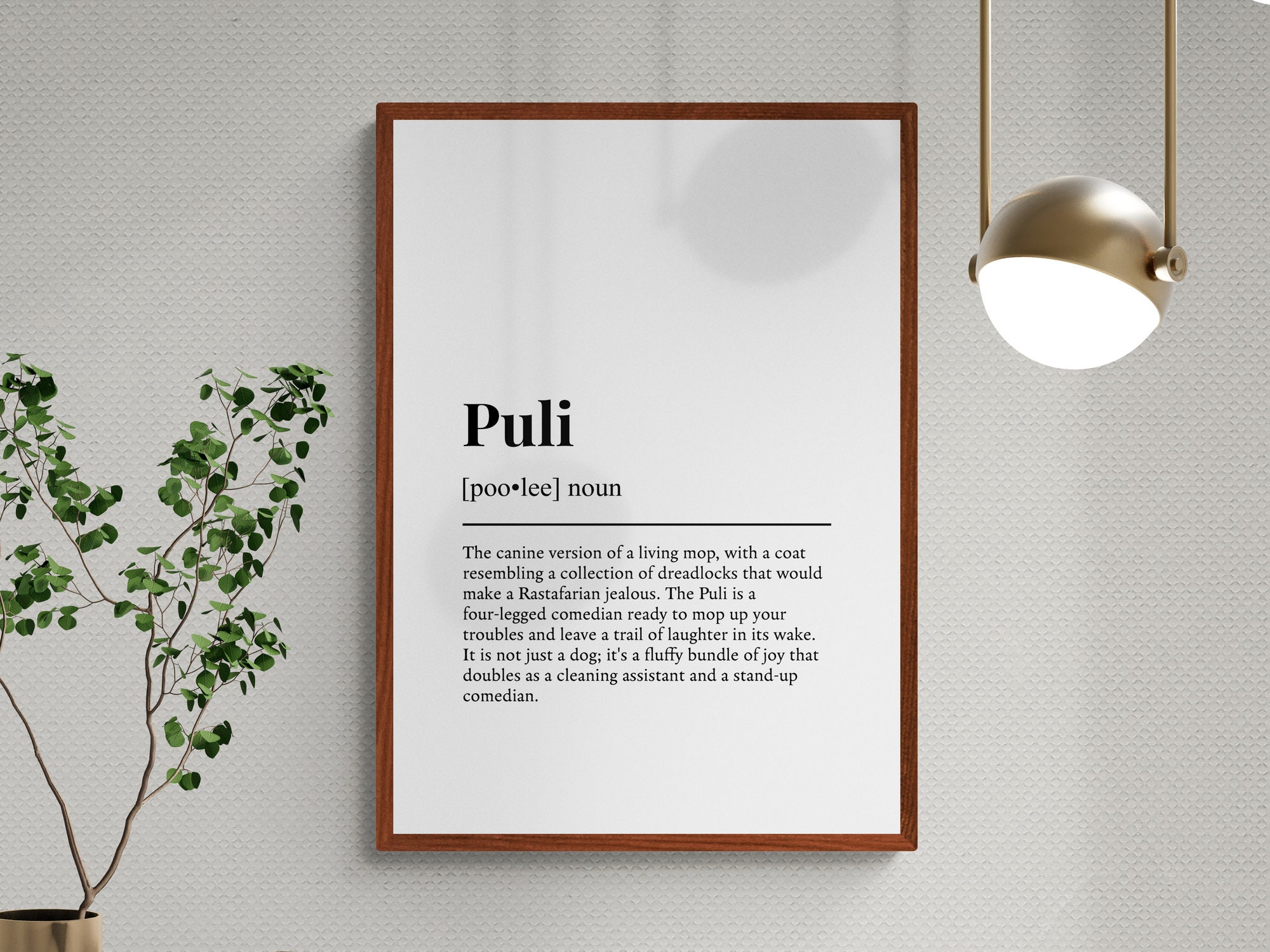 Puli Funny Definition Dog Wall Art Print | Printable Digital Download ...
