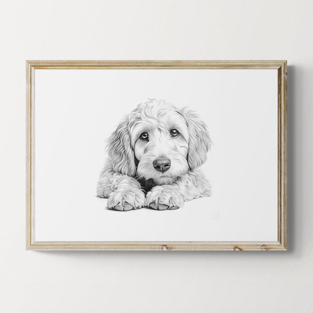 Goldendoodle Print, Cute Dog Sketch, Goldendoodle Gifts | Printable ...