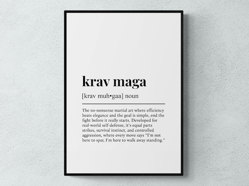 Krav Maga Definition Print, Funny Martial Arts Wall Art, Self Defence ...