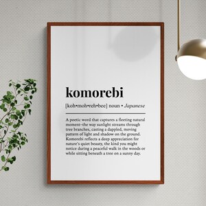 Komorebi Japanese Word Definition Japan Gift Wall Art Print | Printable Digital Download - Etsy