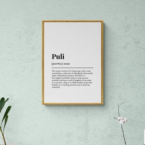 Puli Funny Definition Dog Wall Art Print | Printable Digital Download ...
