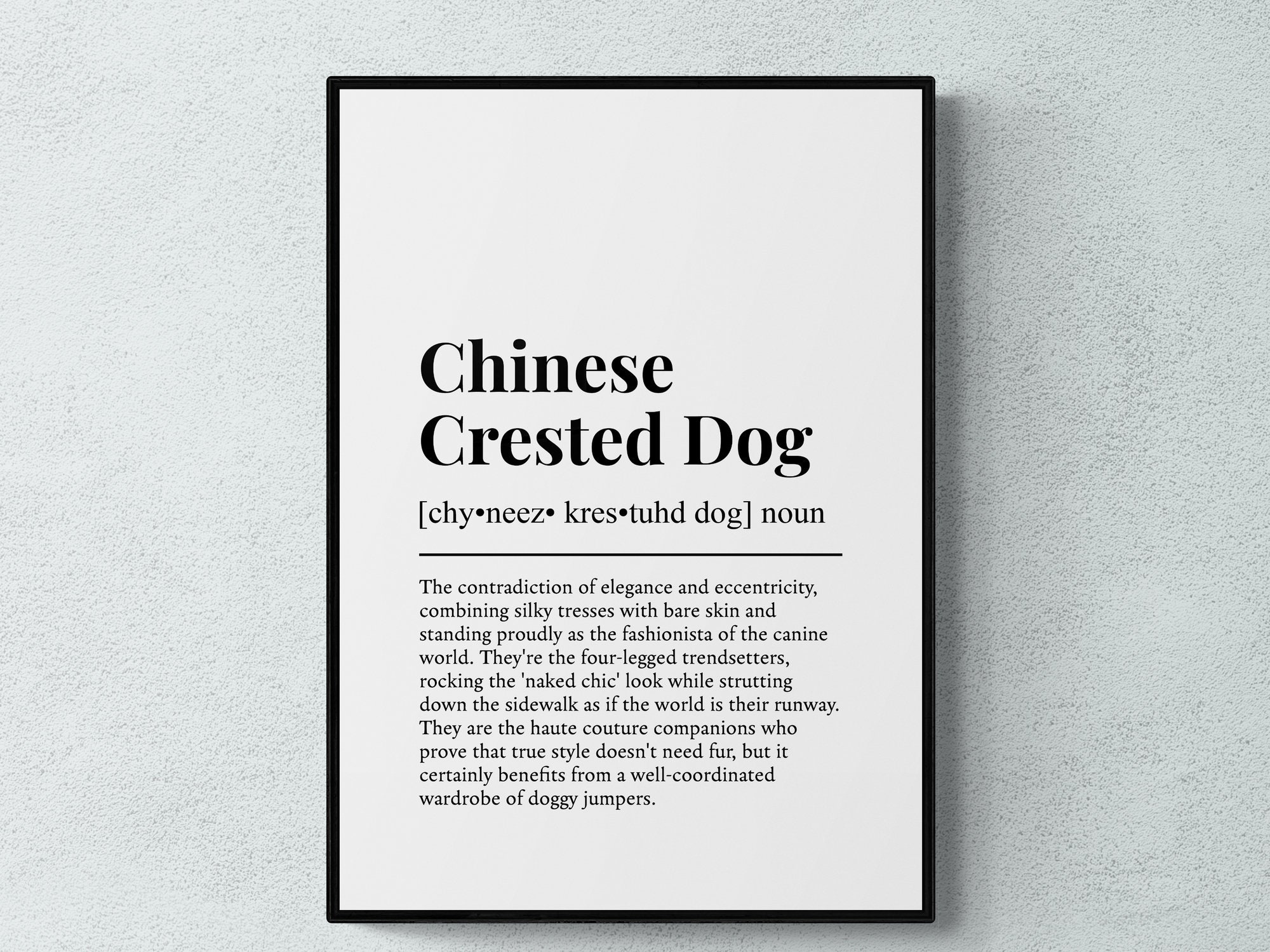 Chinese Crested Dog Funny Definition Dog Wall Art Print Printable ...