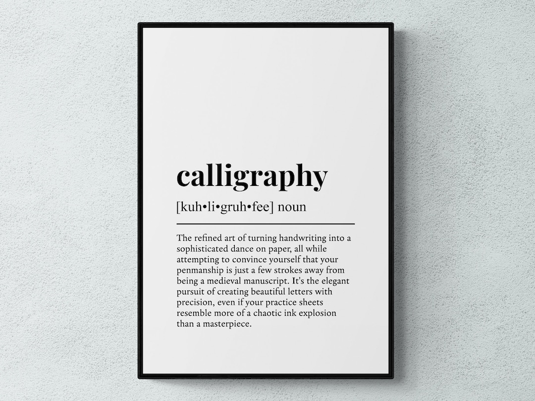 Calligraphy Funny Definition Hobby Gift Wall Art Print | Printable ...