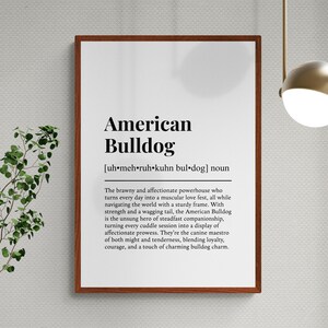 American Bulldog Funny Definition Dog Wall Art Print | Printable ...
