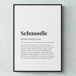 Schnoodle Funny Definition Dog Wall Art Print | Printable Digital ...