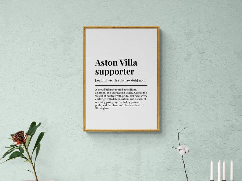 Aston Villa Supporter Definition Print, Funny Football Team Wall Art ...