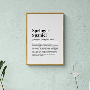 Springer Spaniel Definition Print, Funny Pet Wall Art, Dog Gift ...