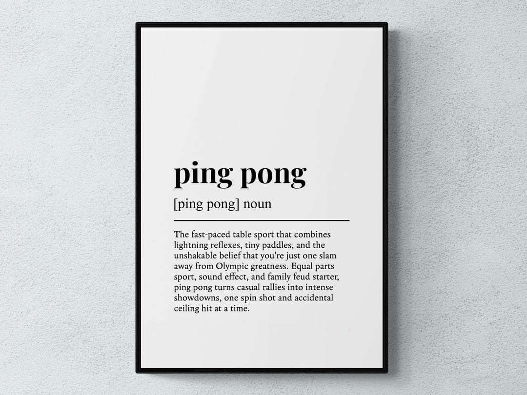 Ping Pong Definition Print, Funny Sport Wall Art, Table Tennis Gift ...