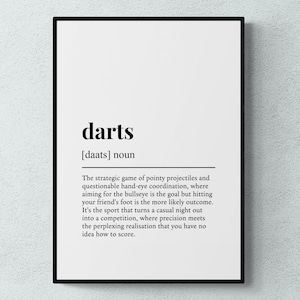 Darts Funny Definition Sport Gift Wall Art Print - Etsy UK