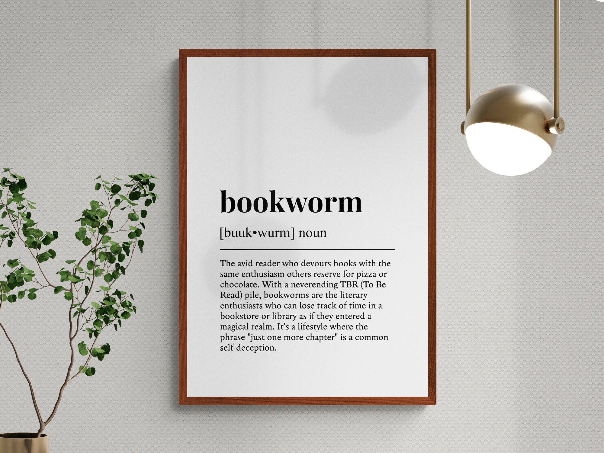 Bookworm Definition Print, Funny Reading Wall Art, Book Lover Gift ...