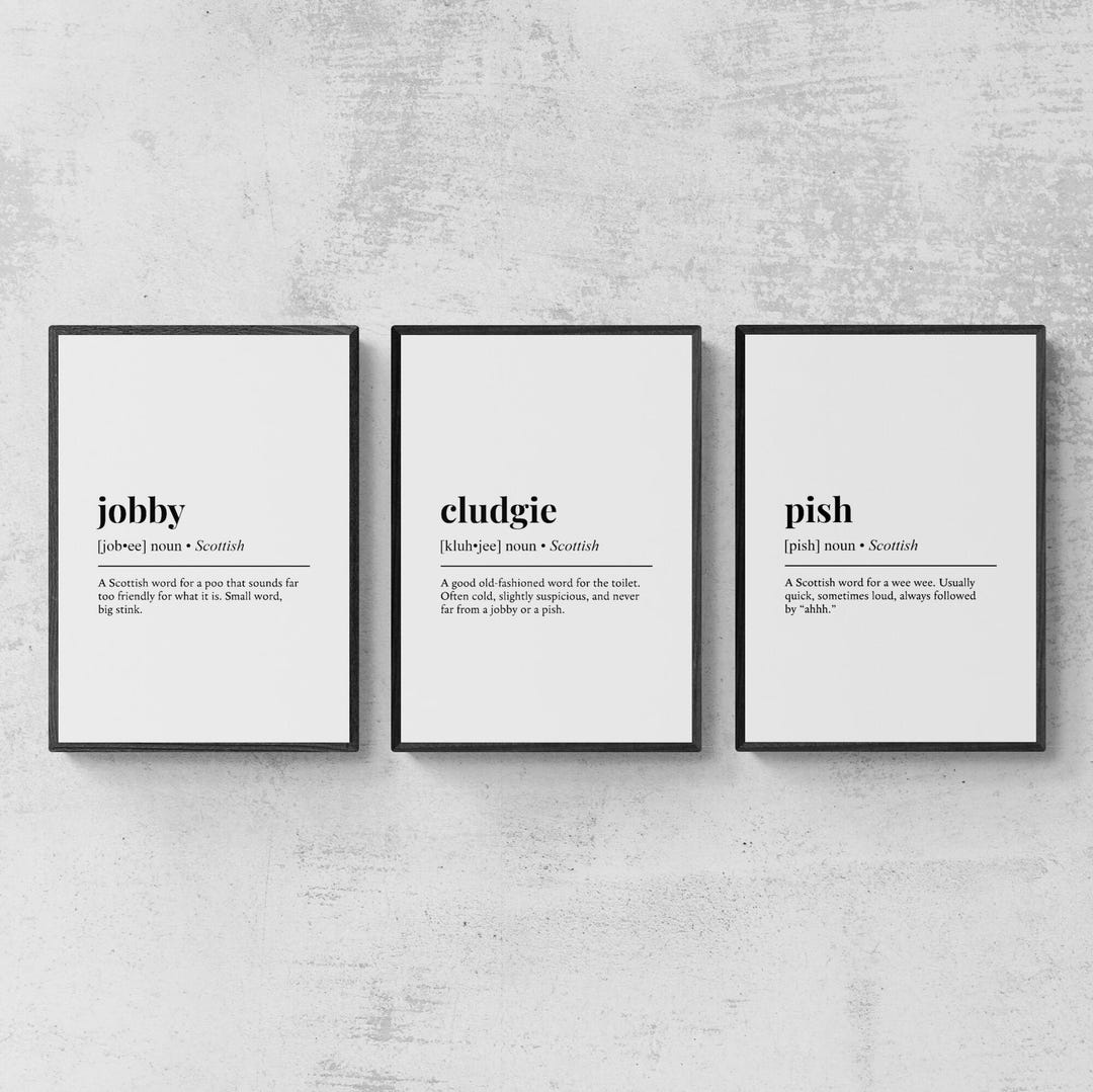 Scottish Bathroom Definitions Funny Set of 3 Prints, Toilet Wall Art ...