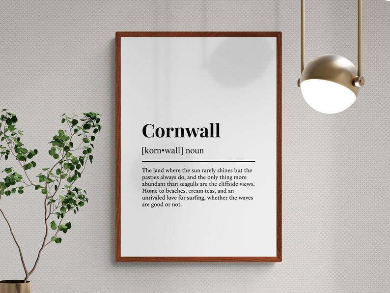 Cornwall Definition Print, Funny England Wall Art, English Home Decor ...