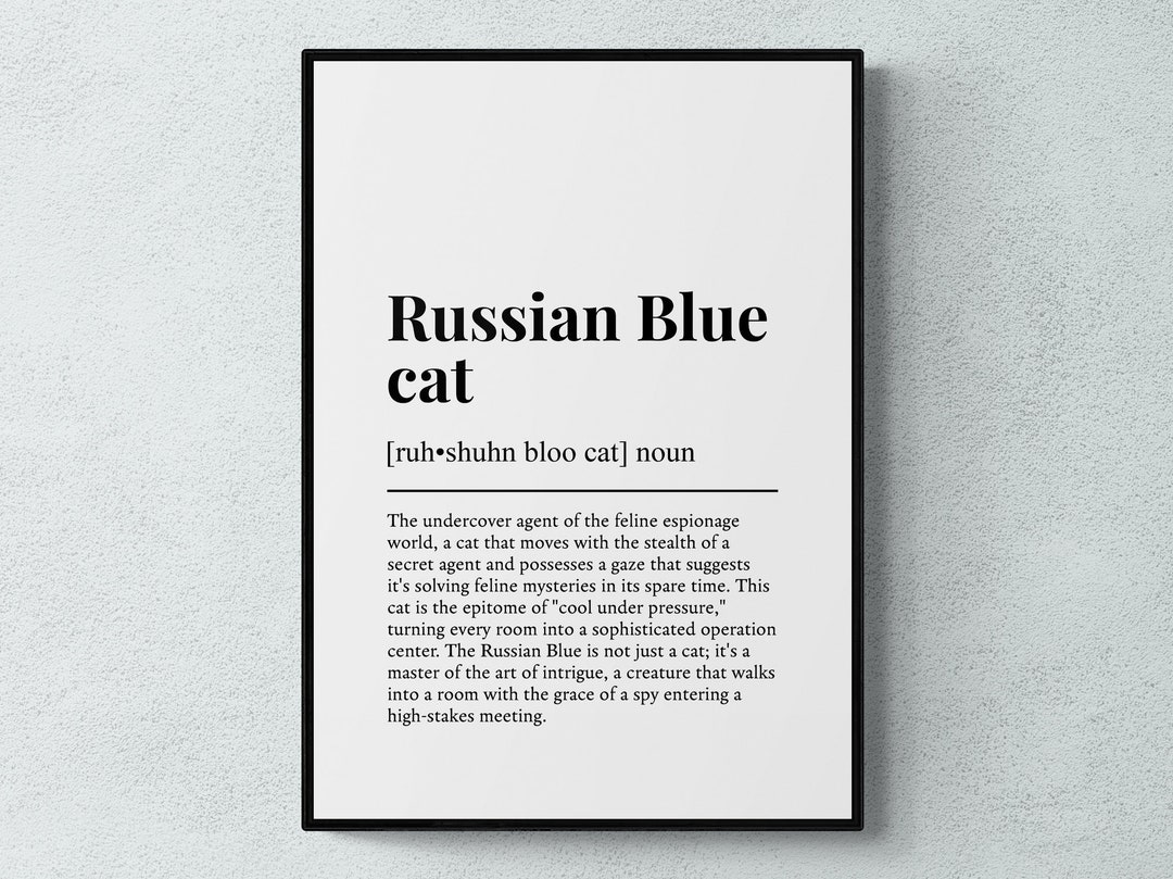 Russian Blue Cat Funny Definition Wall Art Print | Printable Digital ...