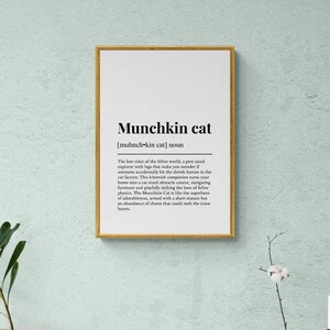 Munchkin Cat Funny Definition Wall Art Print | Printable Digital ...