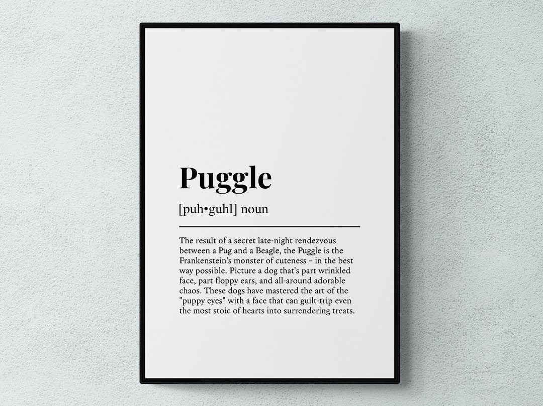 Puggle Funny Definition Dog Wall Art Print | Printable Digital Download ...