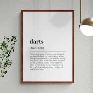 Darts Definition Print, Funny Pub Wall Art, Darts Player Gift ...