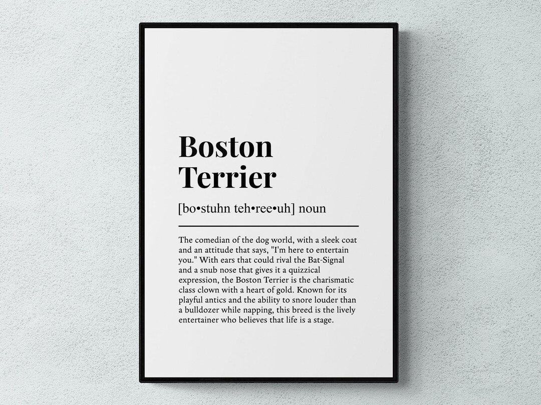 Boston Terrier Definition Print, Funny Pet Wall Art, Dog Gift ...