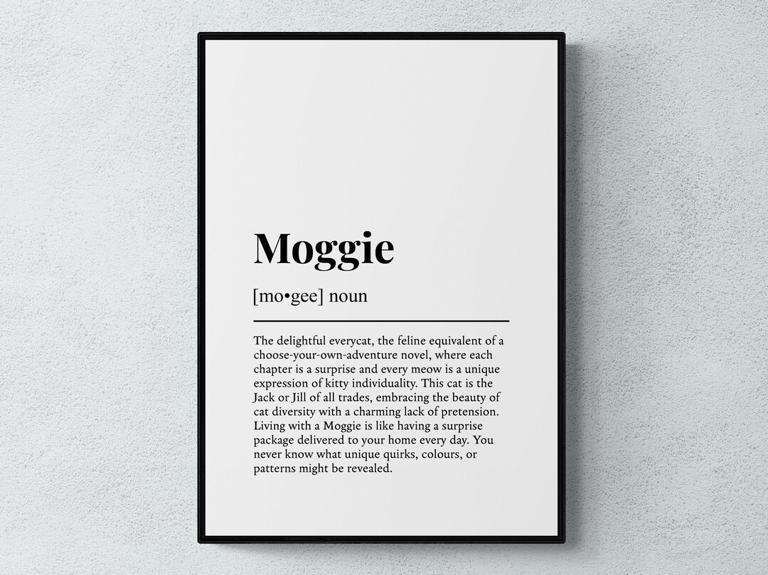 Moggie Cat Funny Definition Wall Art Print Printable Digital Download ...