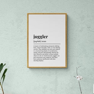 Juggler Funny Definition Hobby Gift Wall Art Print | Printable Digital ...