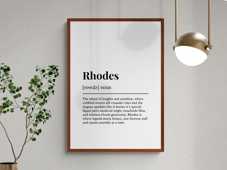 Rhodes Funny Definition Place Greece Gift Wall Art Print | Printable ...