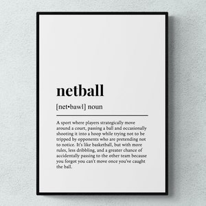 Netball Funny Definition Sport Gift Wall Art Print - Etsy UK