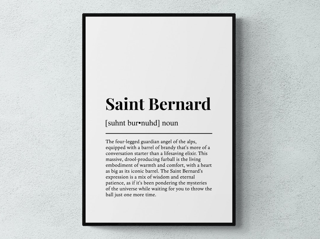 Saint Bernard Funny Definition Dog Wall Art Print | Printable Digital ...