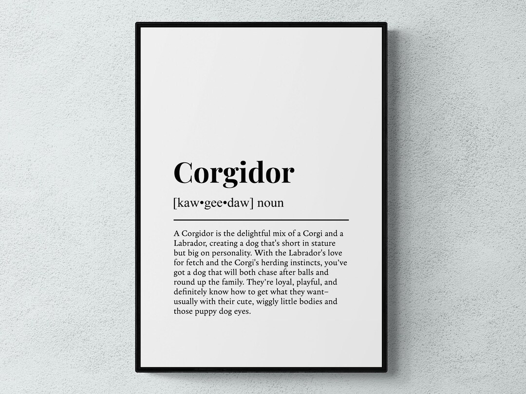 Corgidor Funny Definition Dog Wall Art Print - Etsy