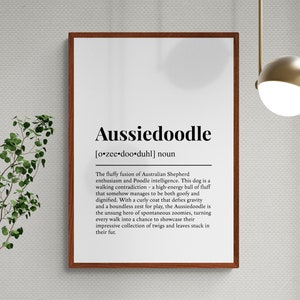 Aussiedoodle Funny Definition Dog Wall Art Print | Printable Digital ...