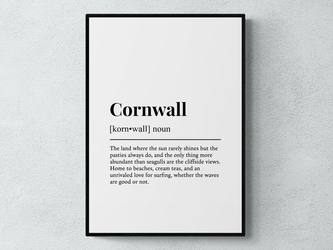 Cornwall Funny Definition Place Gift Wall Art Print | Printable Digital ...