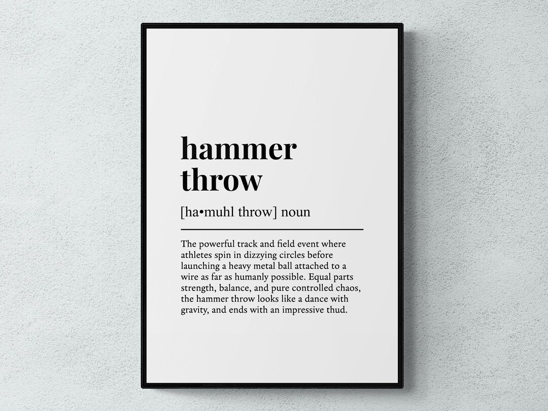 Hammer Throw Definition Print, Funny Sport Wall Art, Athletics Gift ...