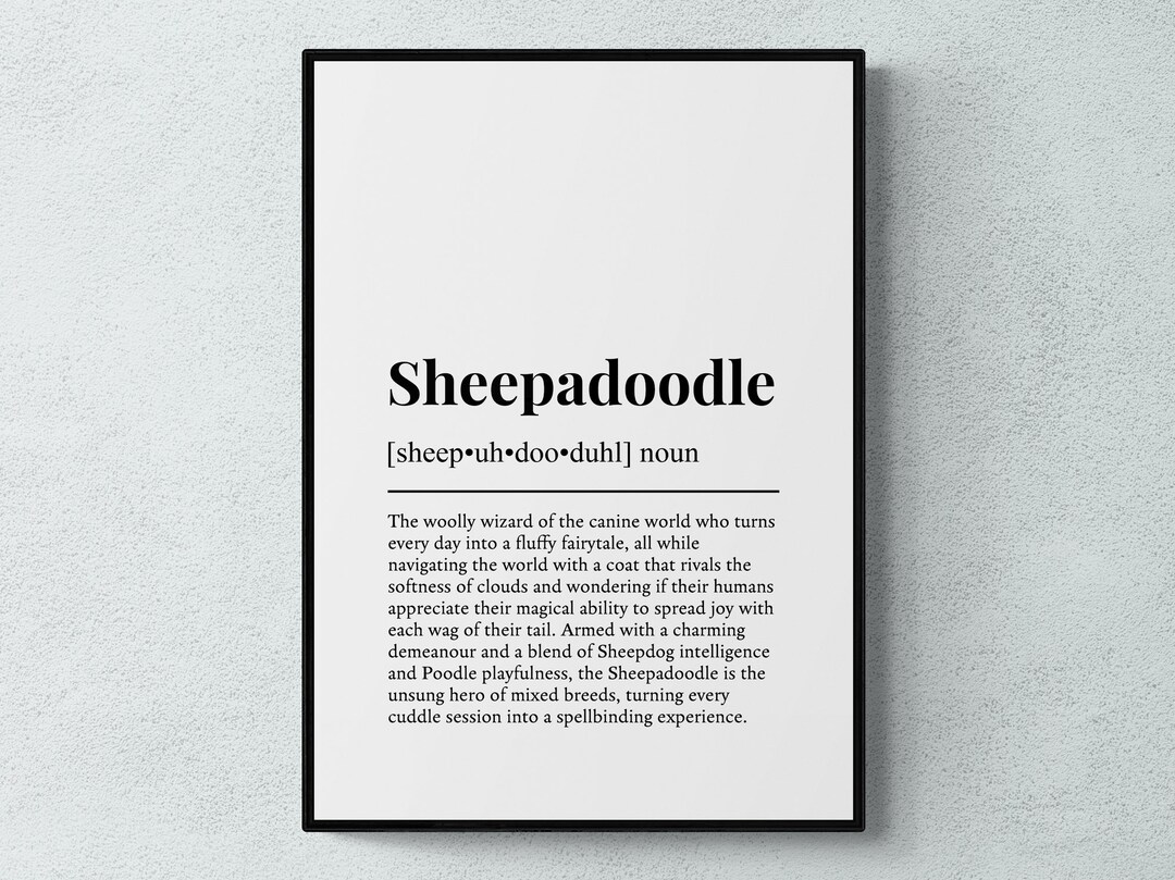 Sheepadoodle Funny Definition Dog Wall Art Print | Printable Digital ...