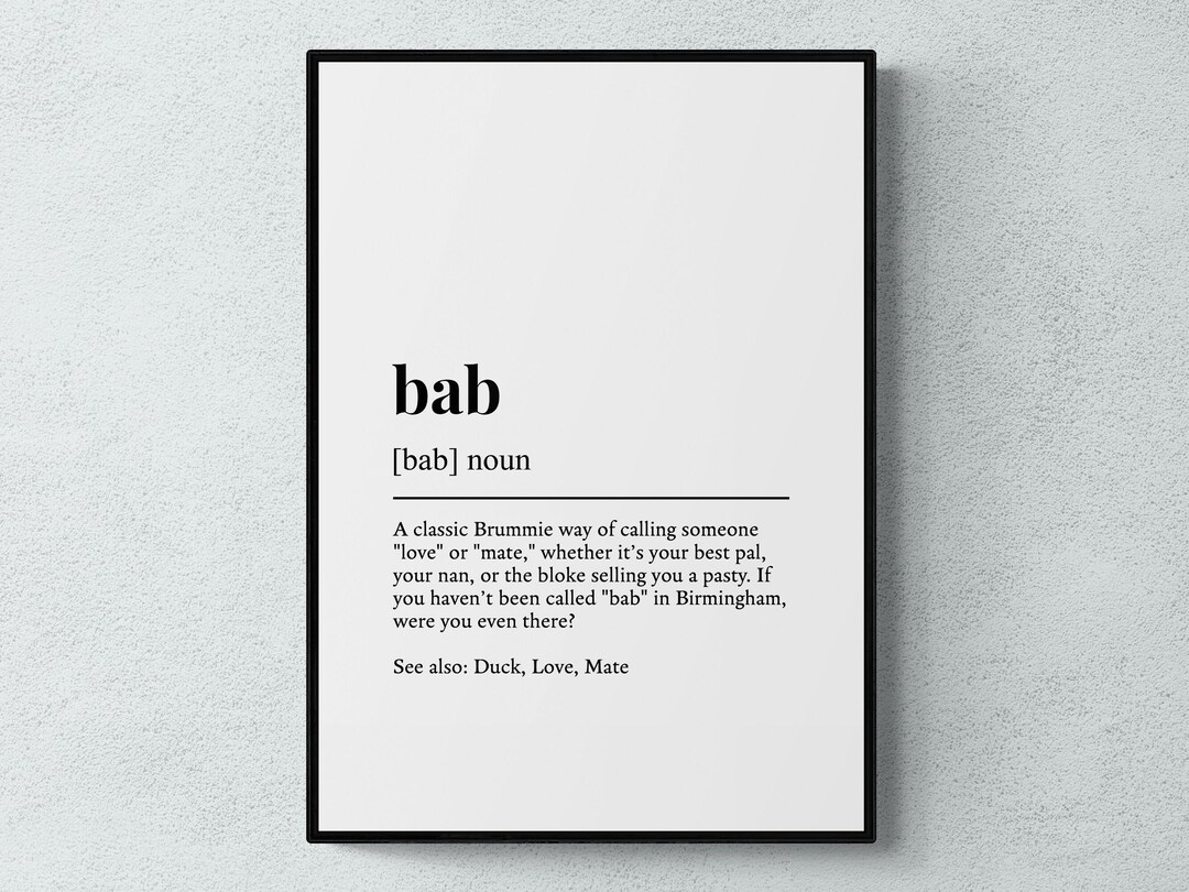 Bab Funny Definition Brummie Gift Wall Art Print - Etsy