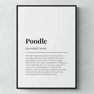 Poodle Funny Definition Dog Wall Art Print | Printable Digital Download ...