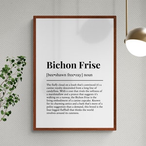 Bichon Frise Funny Definition Dog Wall Art Print - Etsy