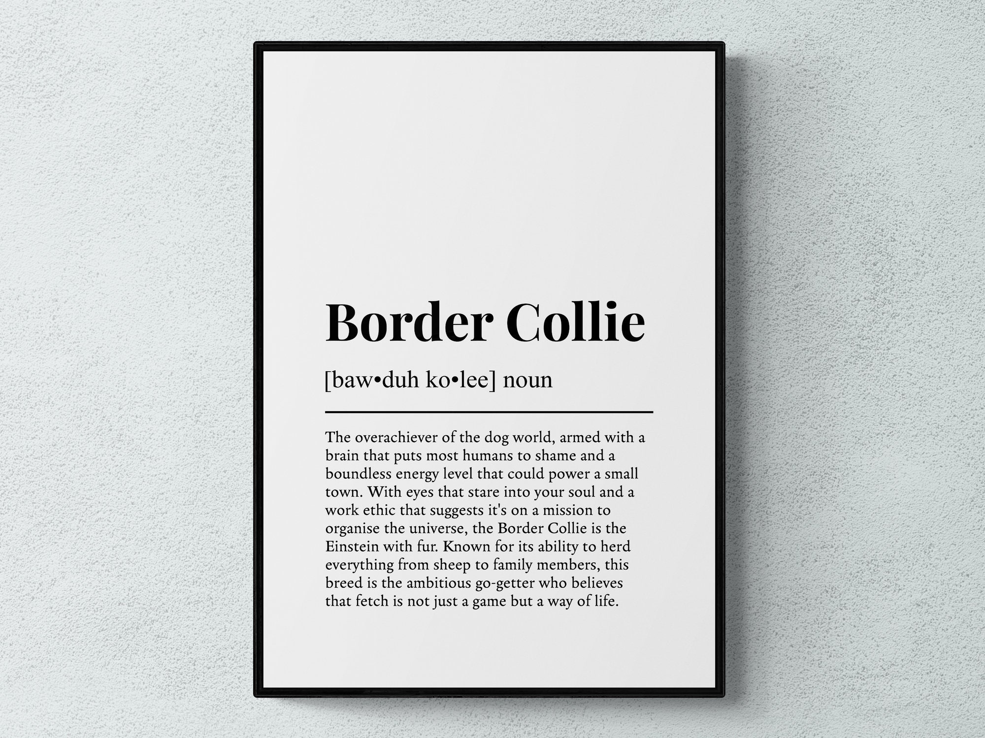Border Collie Definition Print, Funny Pet Wall Art, Dog Gift ...