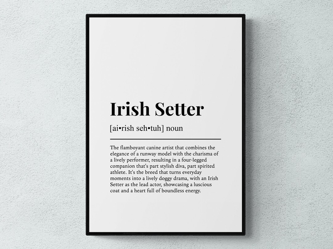 Irish Setter Funny Definition Dog Wall Art Print Printable Digital ...