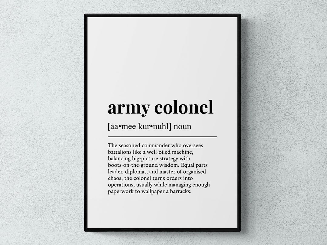 Army Colonel Funny Definition Job Work Gift Wall Art Print | Printable ...