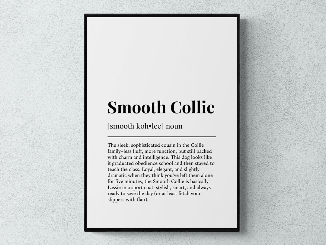 Smooth Collie Funny Definition Dog Wall Art Print | Printable Digital ...