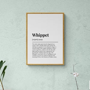 Whippet Definition Print, Funny Pet Wall Art, Dog Gift | Printable ...