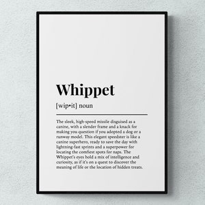 Whippet Definition Print, Funny Pet Wall Art, Dog Gift | Printable ...